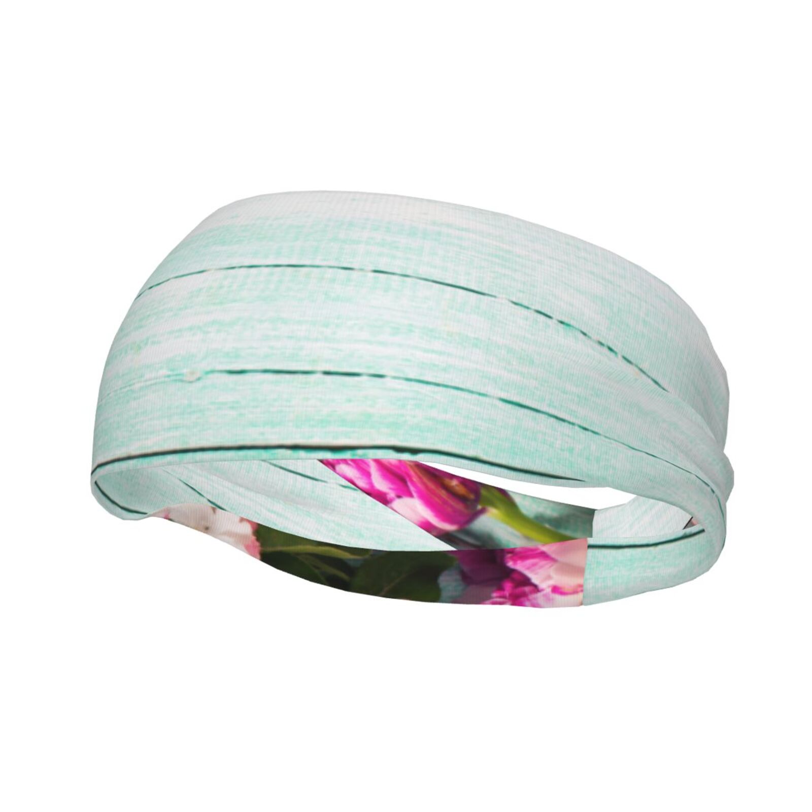 Qokaie Flowers And Turquoise Wooden Print Sweat Bands Headbands for ...