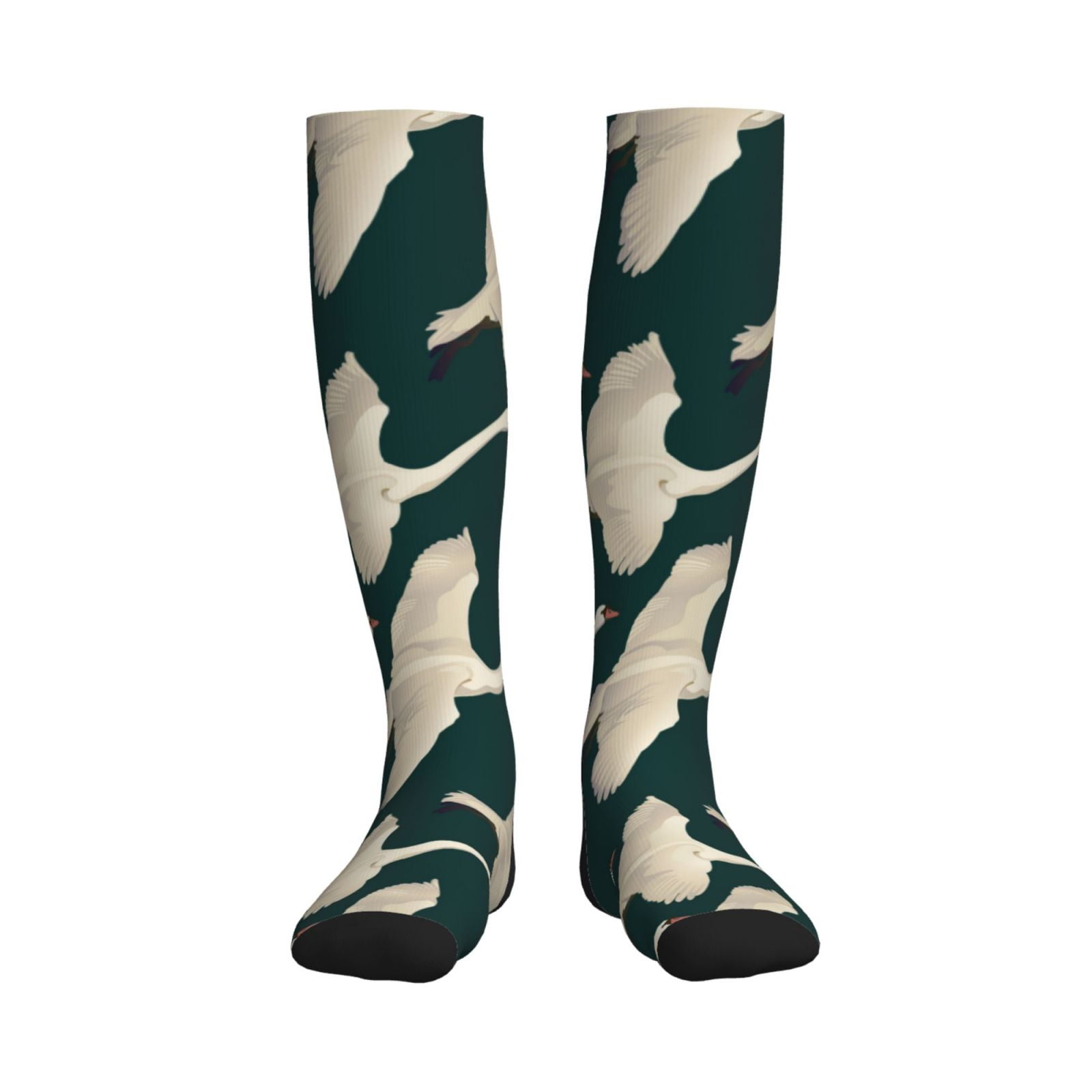 Qokaie Flying Swans Drawing Sports Compression Socks - Comfortable ...