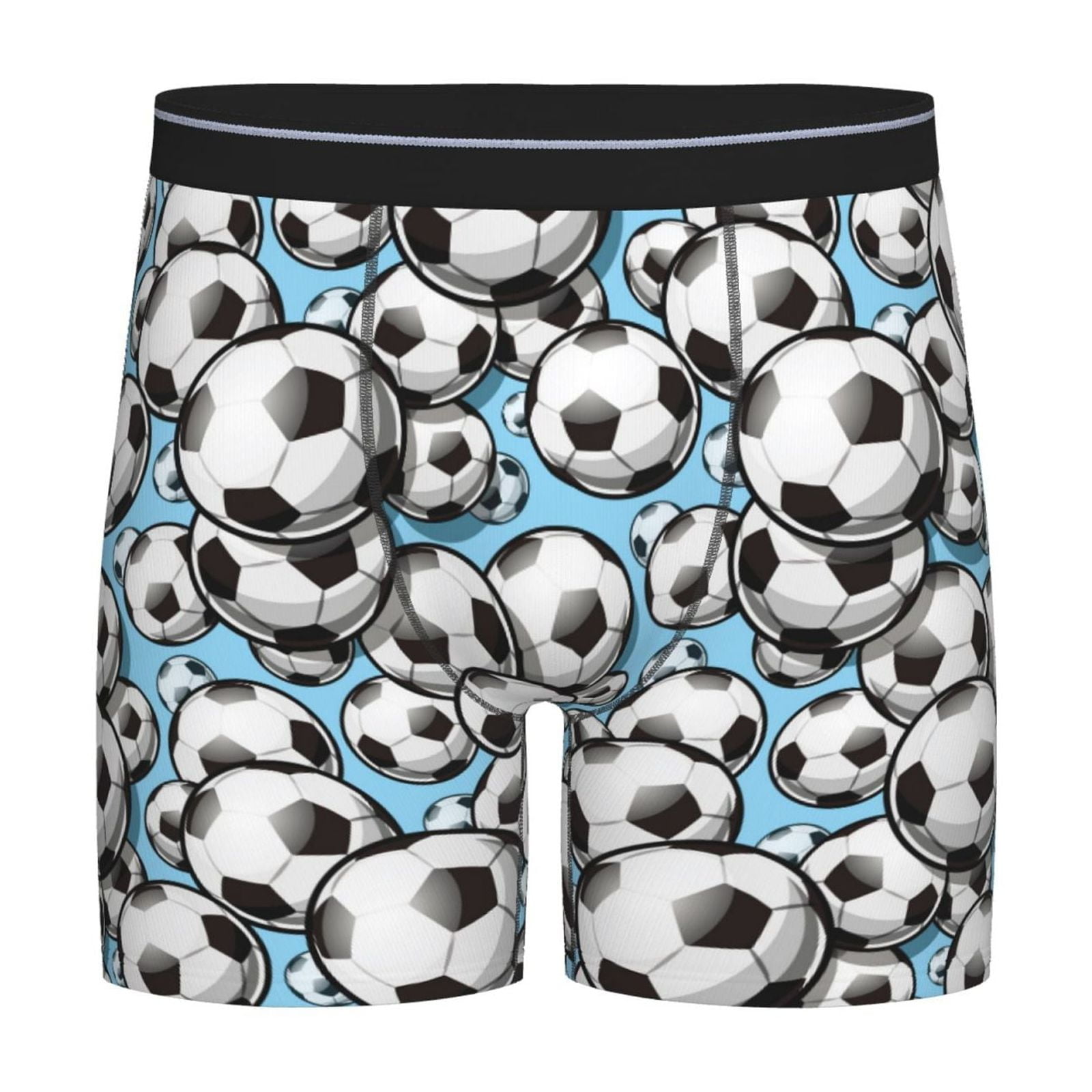 Qokaie Football Soccer Ball for Men's Cotton Briefs Underwear, Long Leg ...