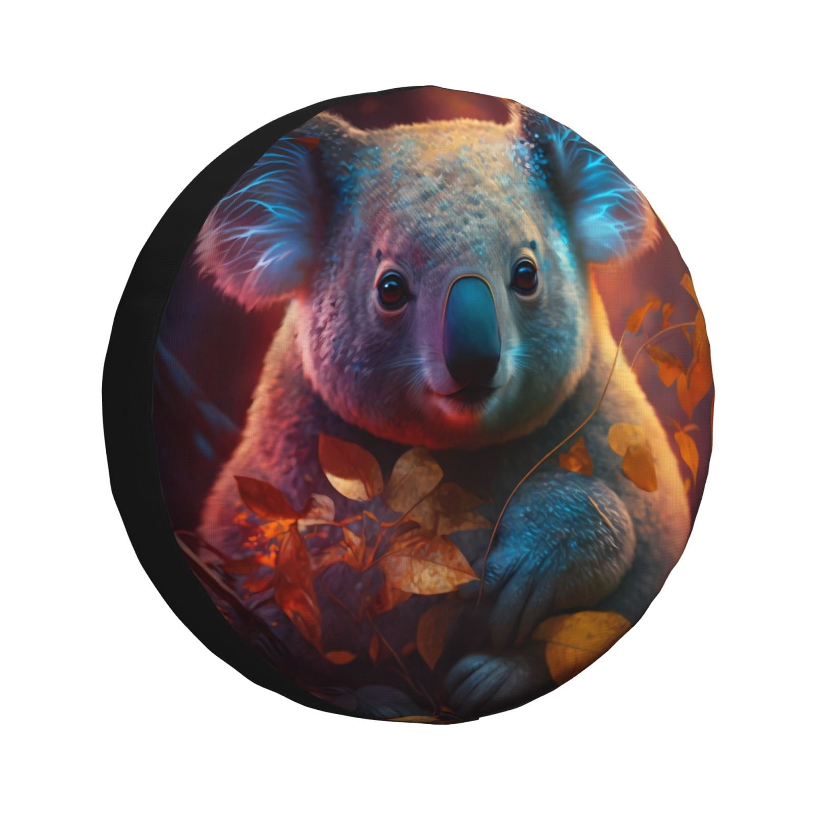 Qokaie Forest Koala Pattern Tire Cover, Waterproof Leather Wheel Cover ...