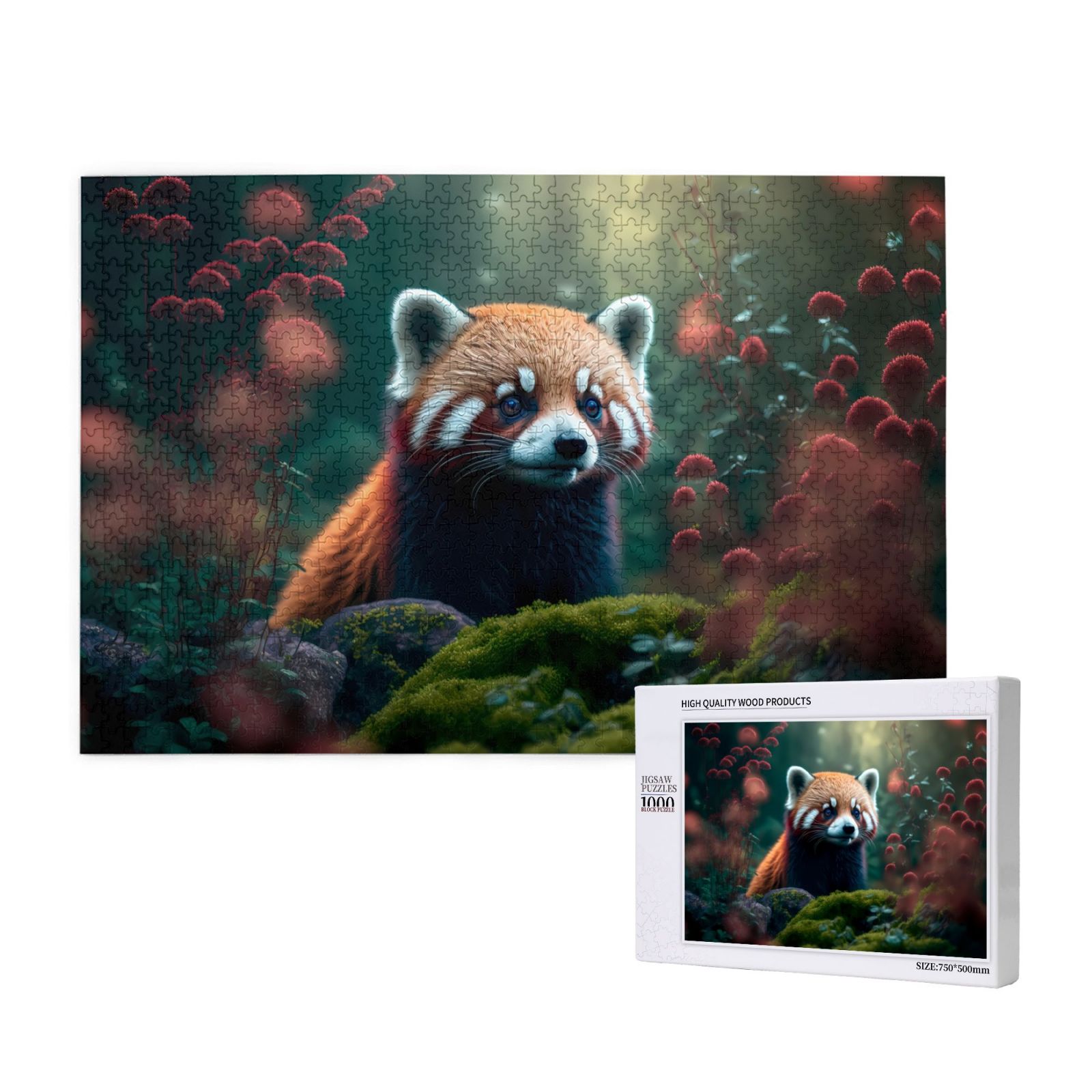 Qokaie Forest Plant Raccoon Pattern Picture Puzzle,Wooden 1000 Piece ...