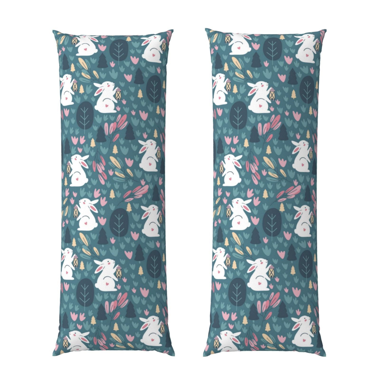 Qokaie Forest Rabbit Print Cotton Hypoallergenic Body Pillow protectors ...