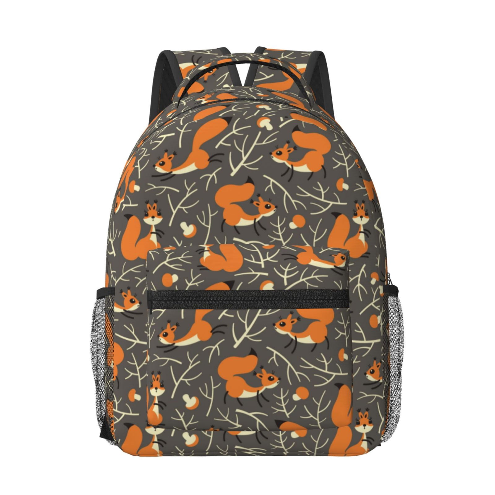 Qokaie Fox And Mushroom Style School Backpack Travel Bag for Men ...