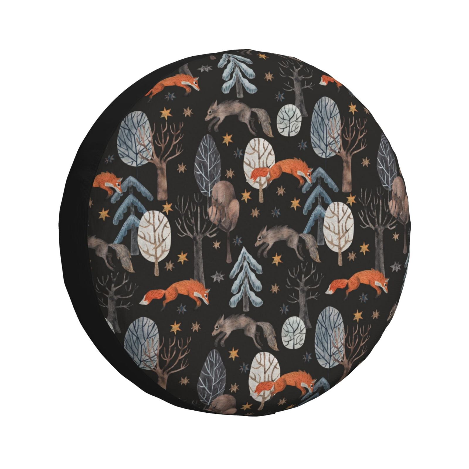 Qokaie Fox In The Forest Pattern Tire Cover, Waterproof Leather Wheel ...