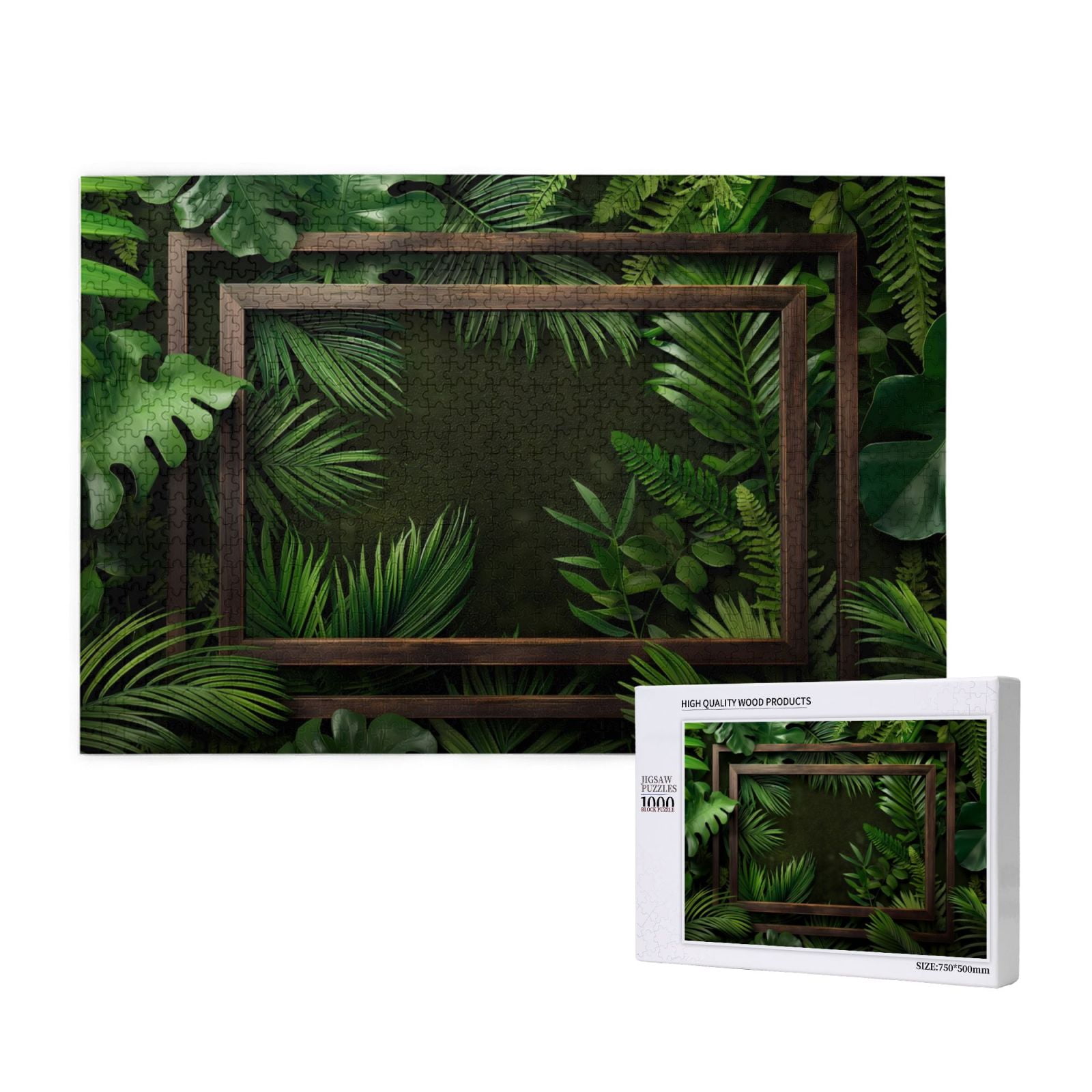 Qokaie Framed Greenery Wall Art Pattern Picture Puzzle,Wooden 1000 ...