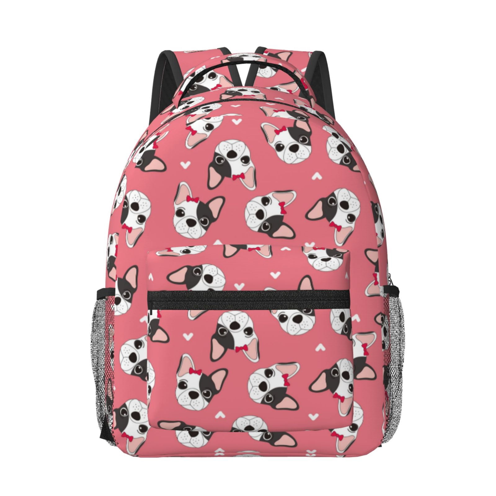 Qokaie French Bulldog Face Style School Backpack Travel Bag for Men ...