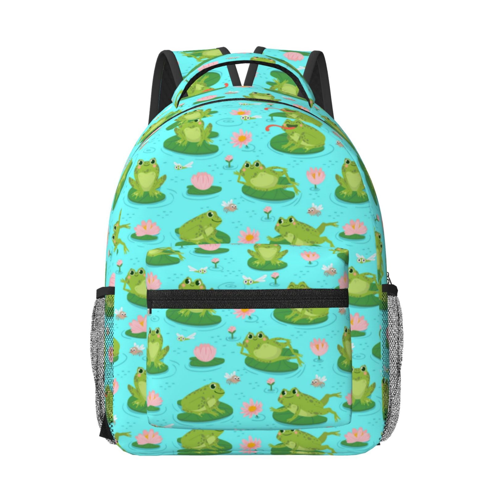 Qokaie Frogs And Aquatic Plants Style School Backpack Travel Bag for ...