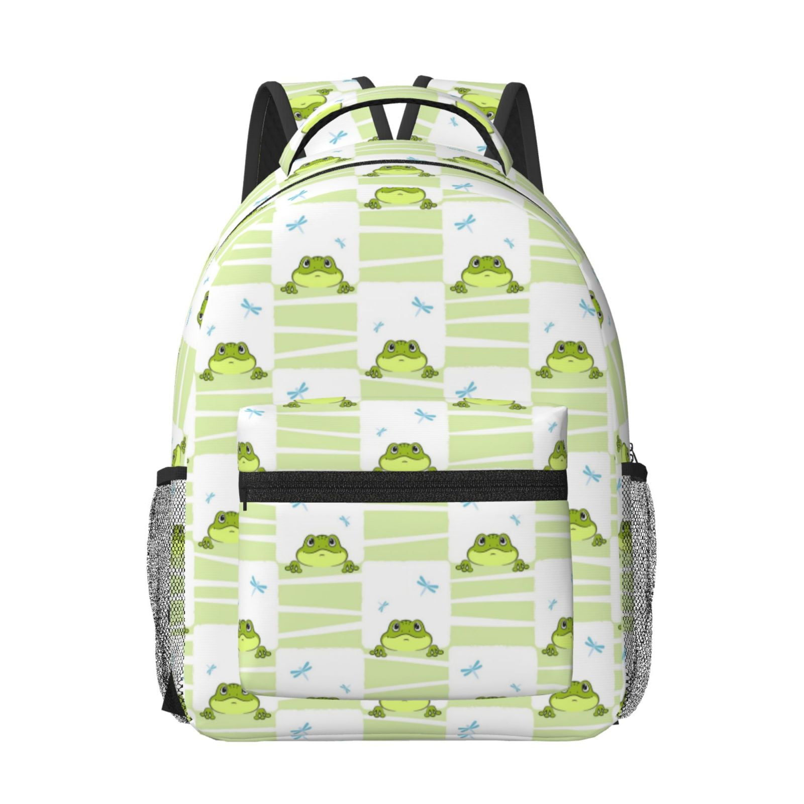 Qokaie Frogs and Dragonflies Style School Backpack Travel Bag for Men ...