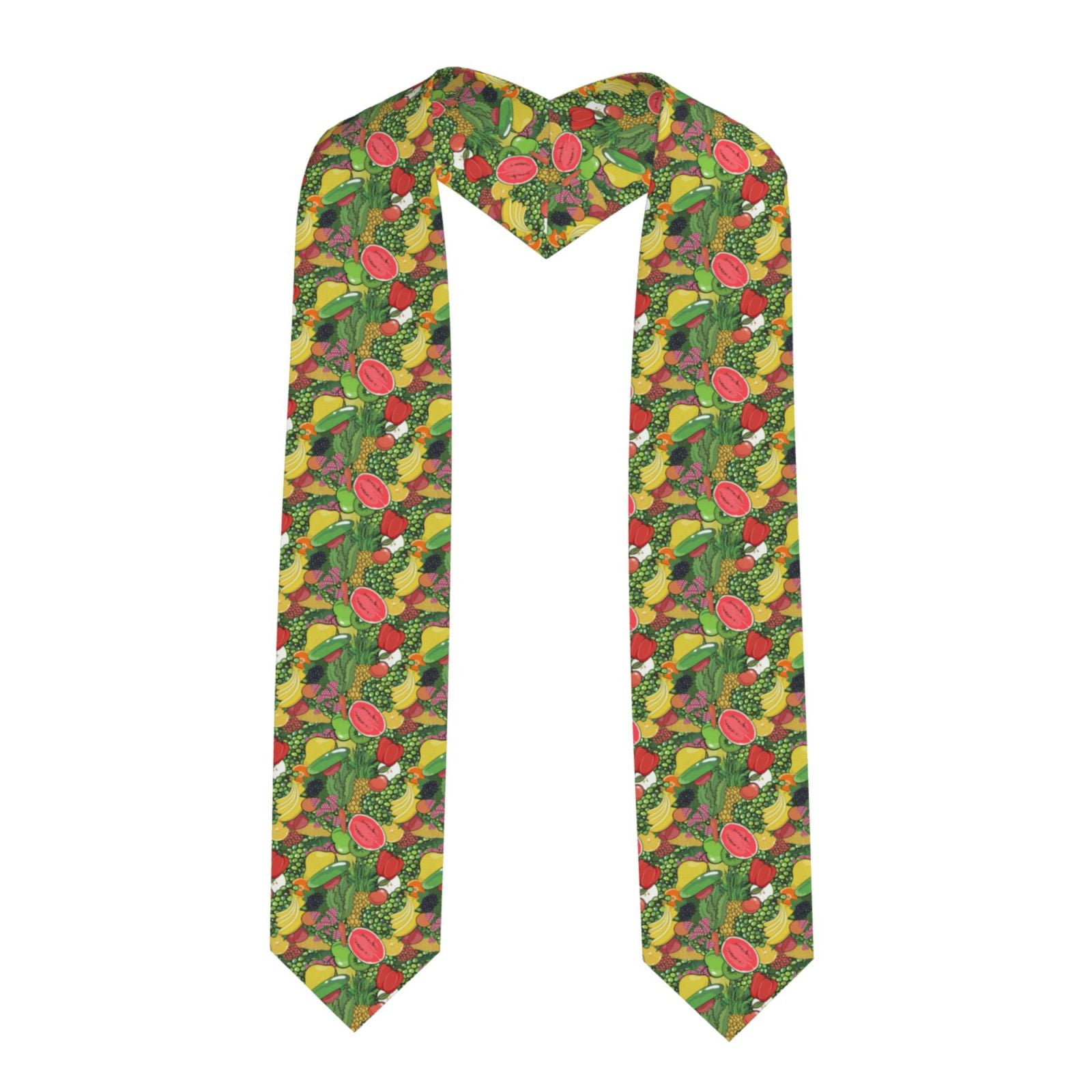 Qokaie Fruits Vegetables And Berries Pattern Graduation Shawl Stole ...