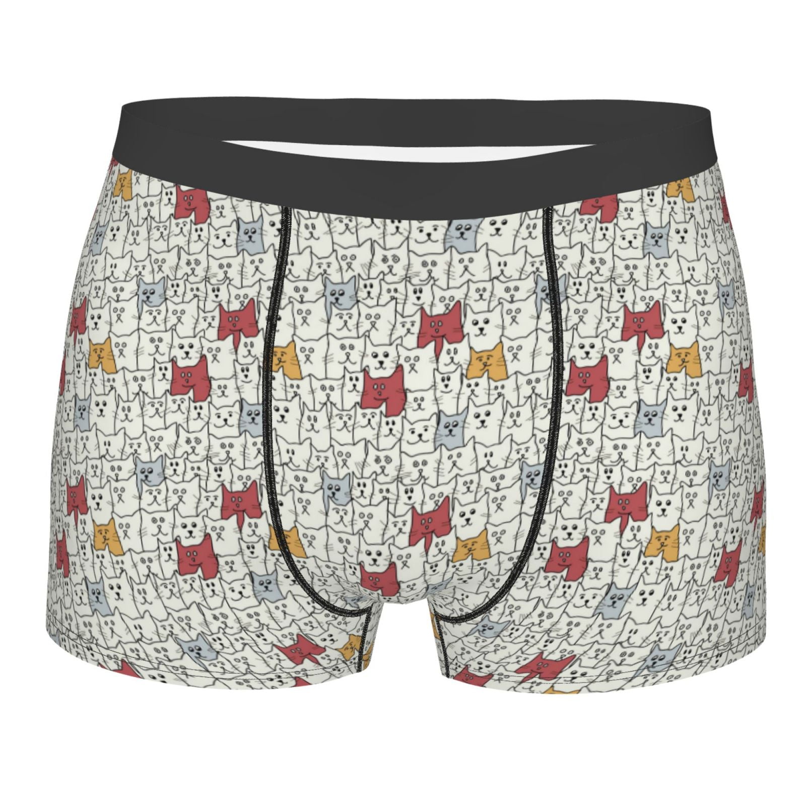 Qokaie Funny Cat White Print Mens Underwear Microfiber Boxer Brief for ...