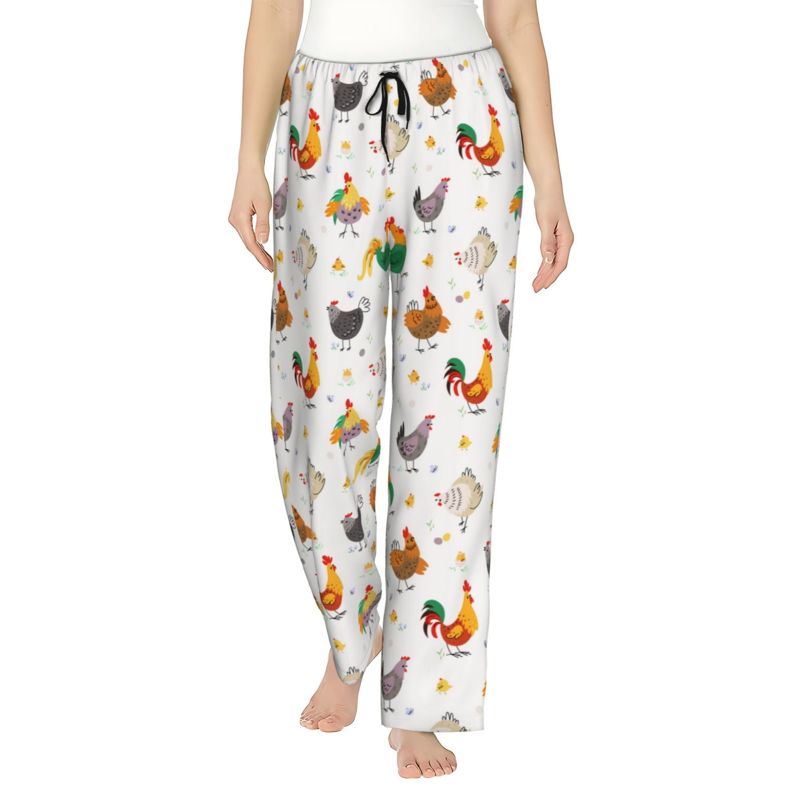 Qokaie Funny Chicken Drawing Silky Soft Women Pajama Pants ,Breathable ...