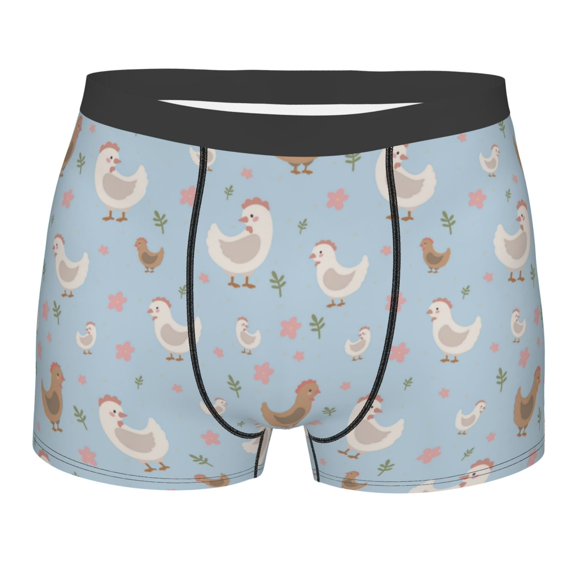 Qokaie Funny Chicken Print Mens Underwear Microfiber Boxer Brief for ...