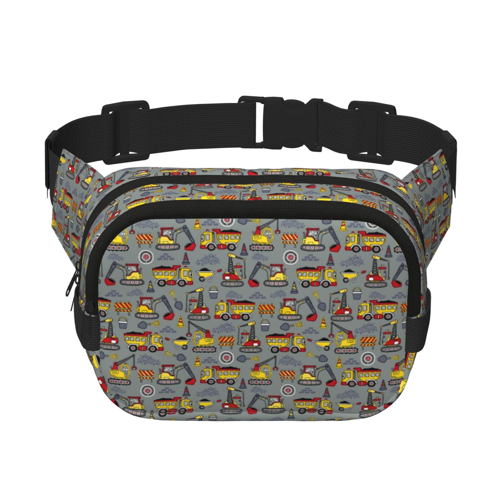 Qokaie Funny Construction Pattern Waist Bag, Double Layer Waist Pack ...