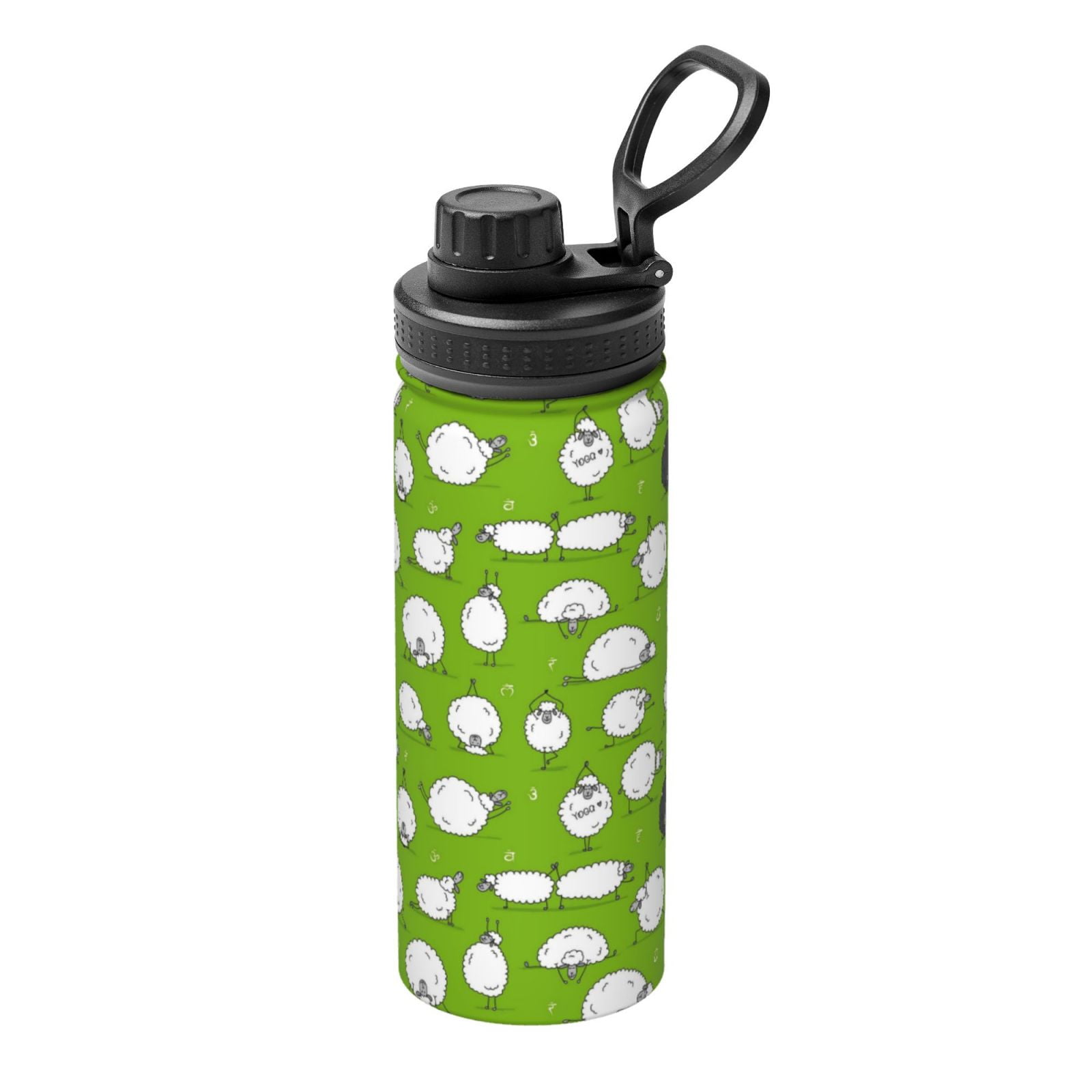 Qokaie Funny Sheep Doing Yoga Pattern 18oz Insulated Water Bottle ...