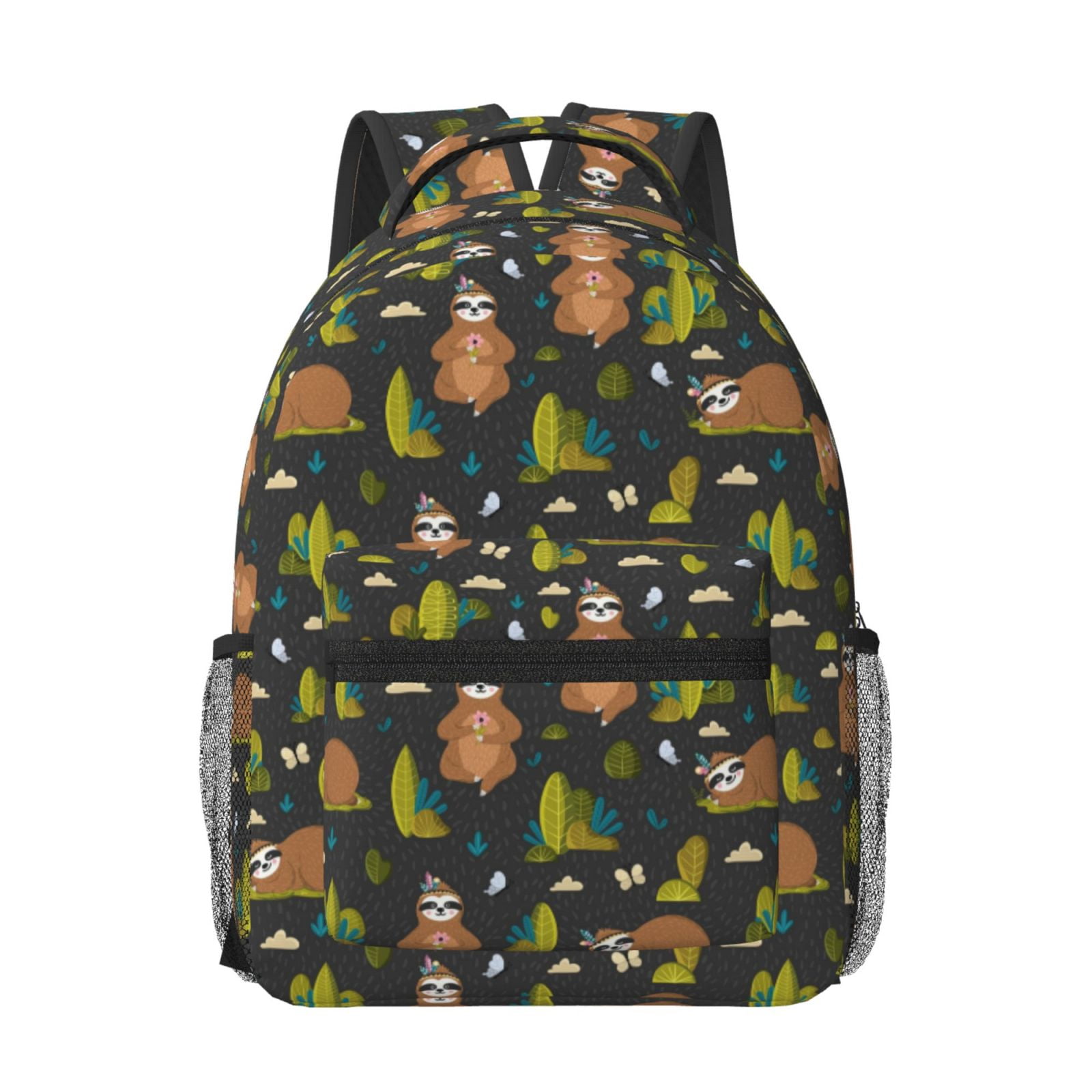 Qokaie Funny Sloths In The Forest Style School Backpack Travel Bag for ...