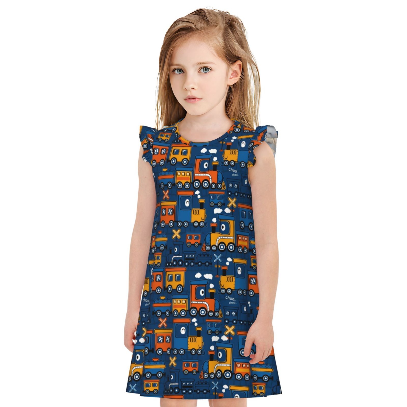 Qokaie Funny Steam Train Print Girls Nightgowns, Nightgown Princess ...