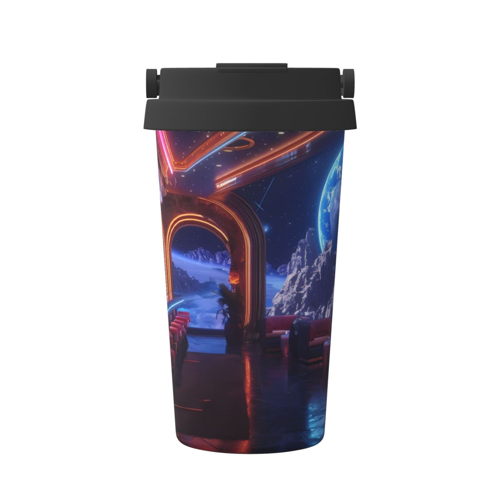 Qokaie Futuristic Bar Space View Pattern Insulated Coffee Mug ...