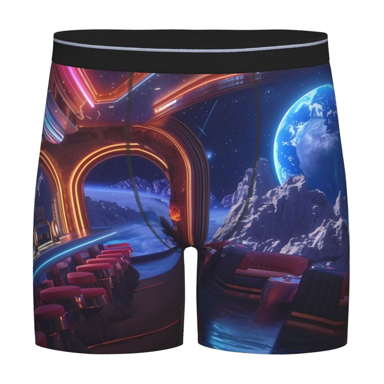 Qokaie Futuristic Bar Space View for Men's Cotton Briefs Underwear ...
