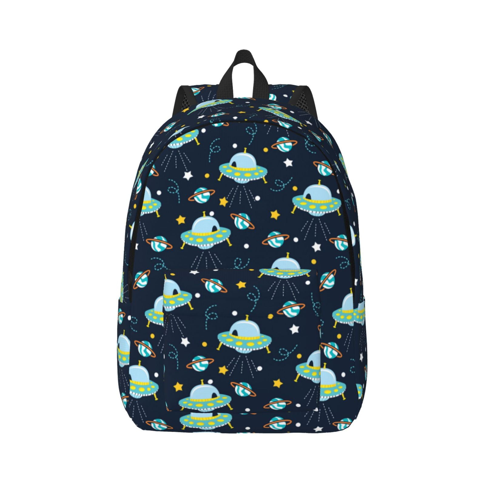 Qokaie Galaxy With Ufo Pattern Canvas Backpack Travel Daypack Student ...