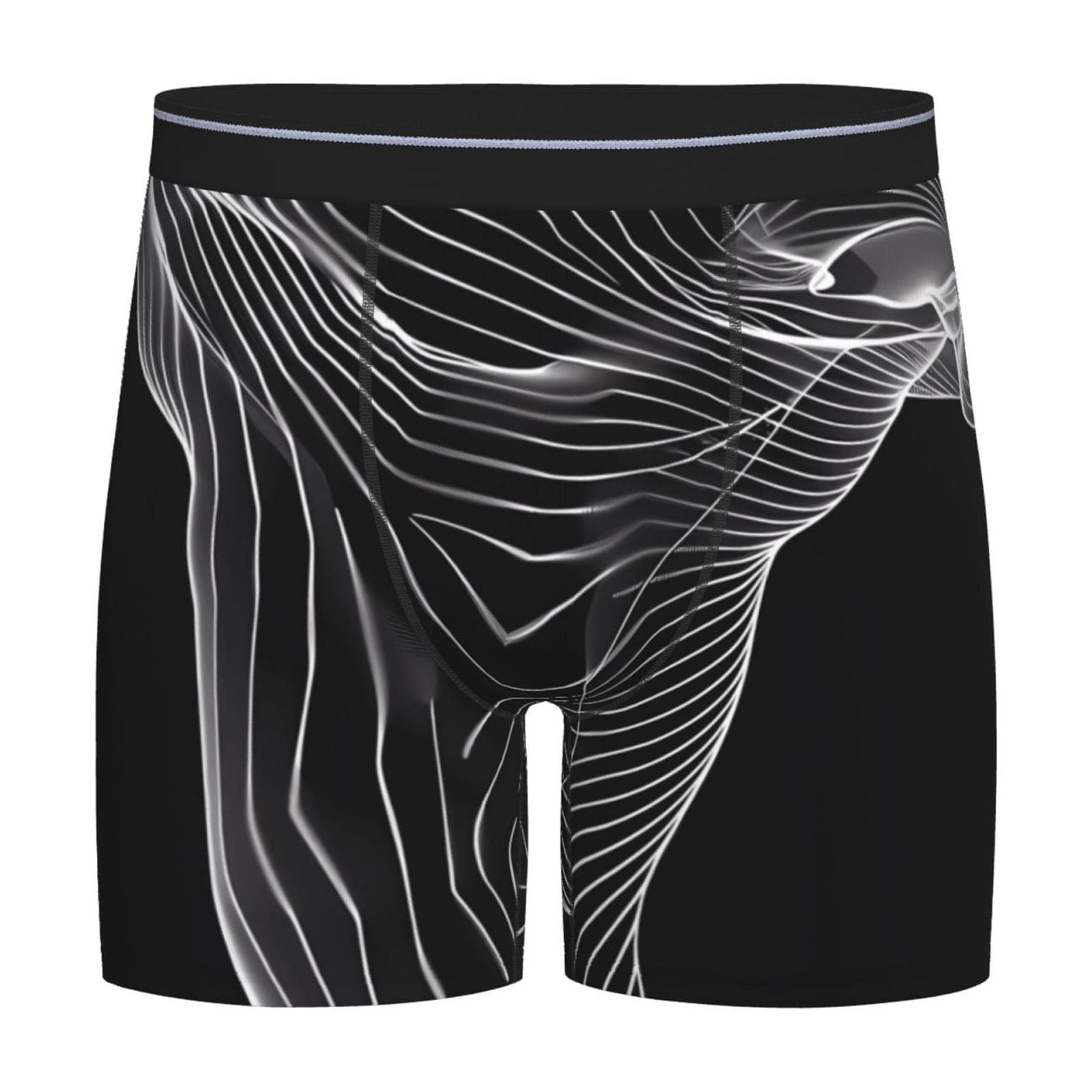 Qokaie Geometric Lines Dog Art for Men's Cotton Briefs Underwear, Long ...