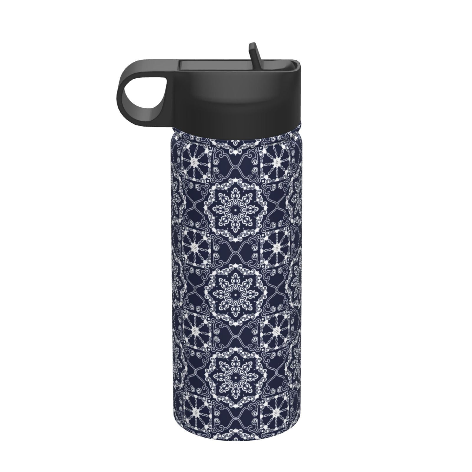 Qokaie Geometry Flower Pattern 18oz Insulated Water Bottle, Stainless ...