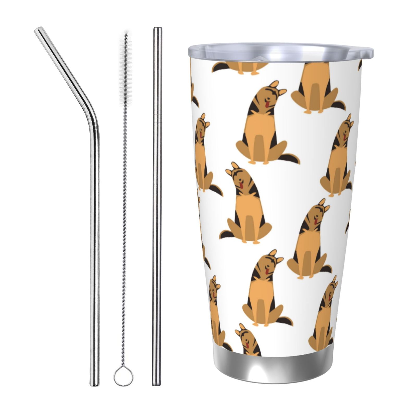 Qokaie German Shepherd Dog Pattern 20 Oz Coffee Car Insulated Coffee ...