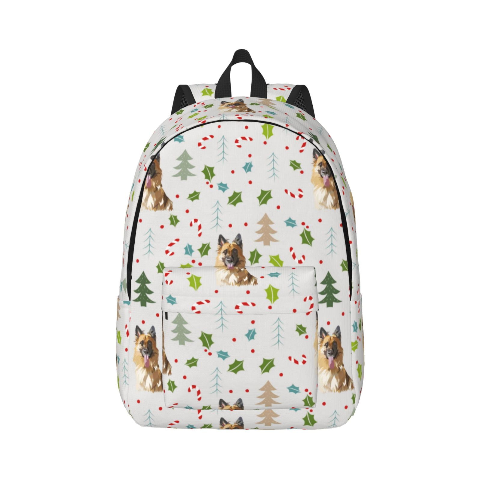Qokaie German Shepherd Dog Pattern Canvas Backpack Travel Daypack ...
