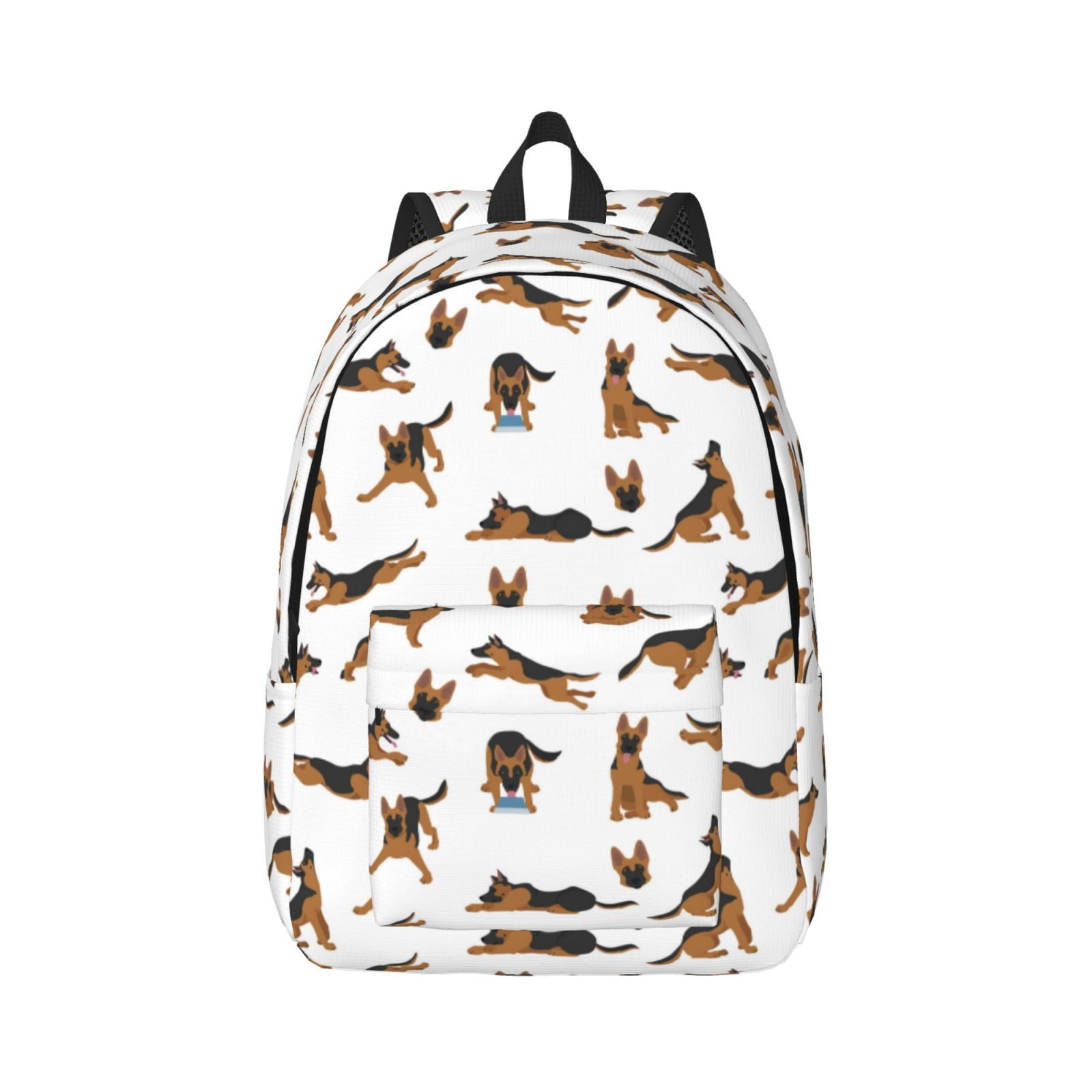 Qokaie German Shepherd Dog Pattern Canvas Backpack Travel Daypack ...