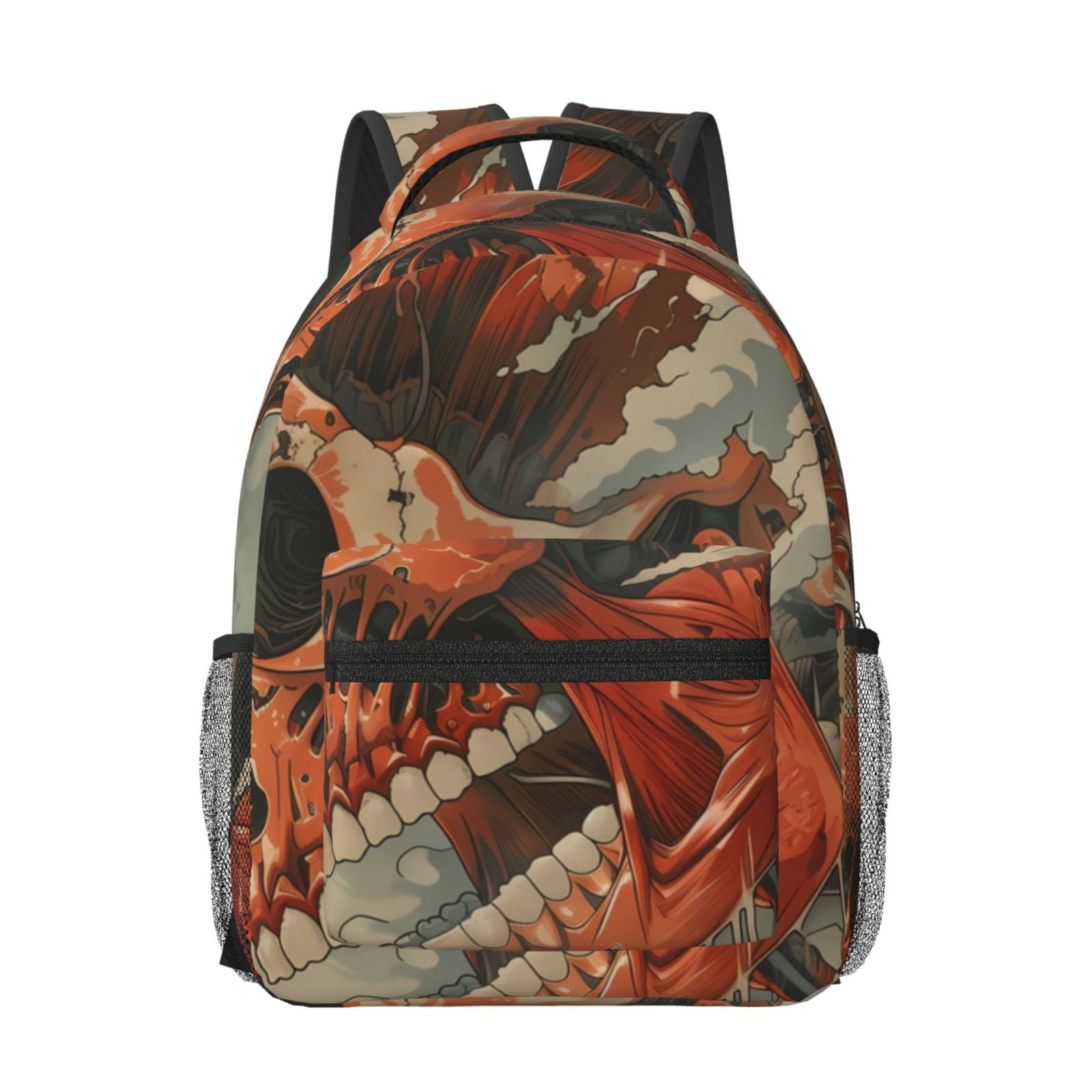 Qokaie Gigantic Skull In Clouds Style School Backpack Travel Bag for ...