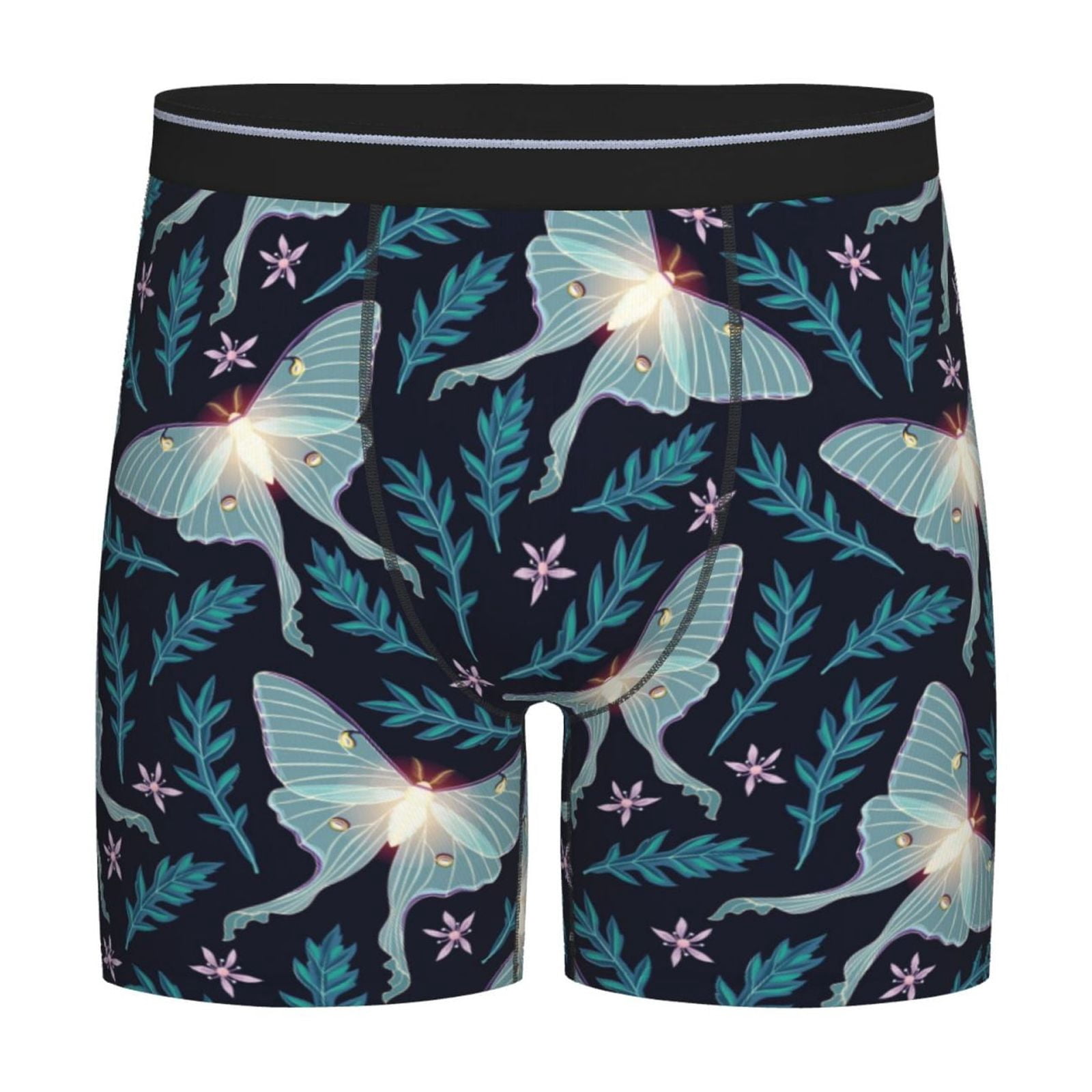 Qokaie Glowing Butterfly for Men's Cotton Briefs Underwear, Long Leg ...