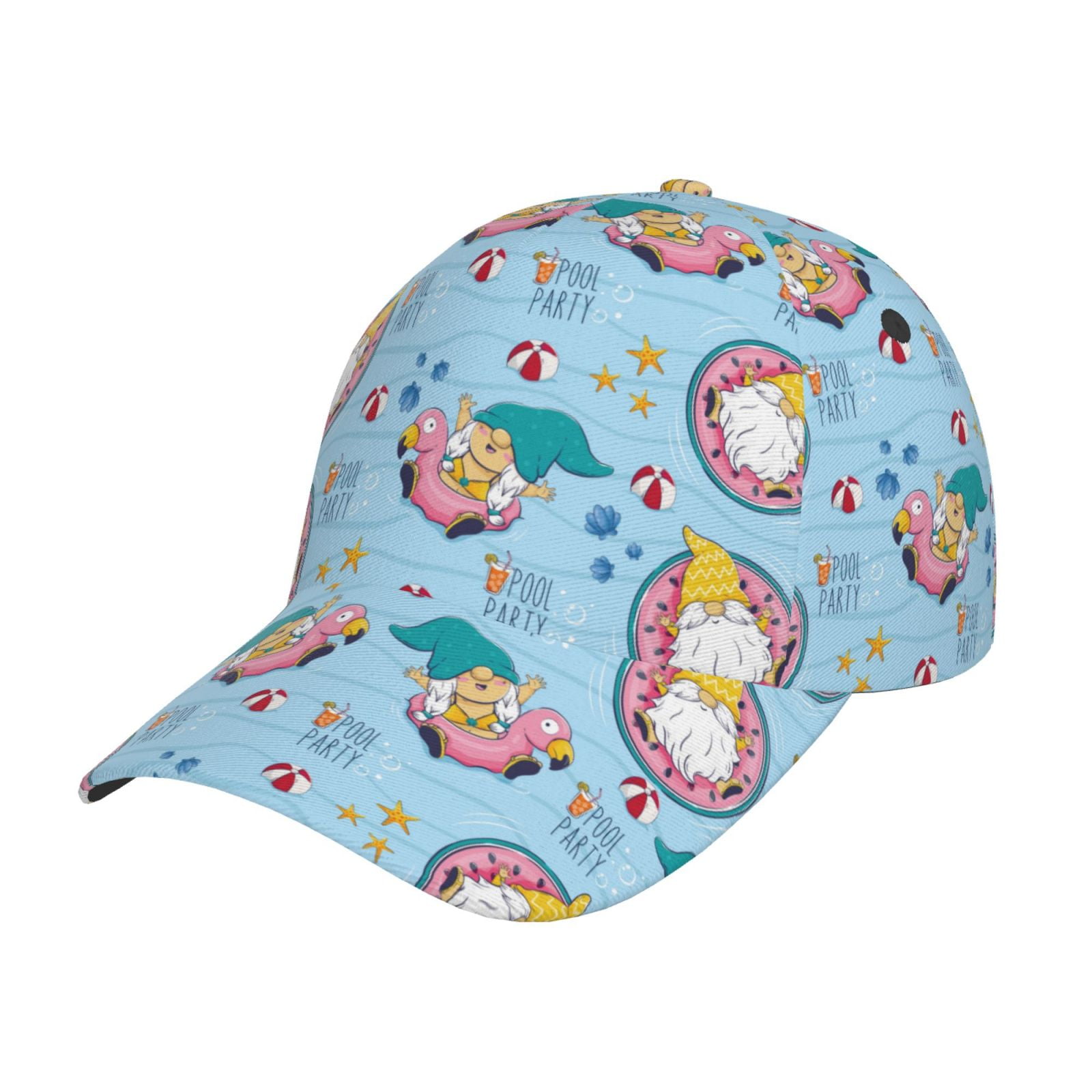 Qokaie Gnome Pool Party Print Baseball Cap Golf Dad Hat Adjustable ...