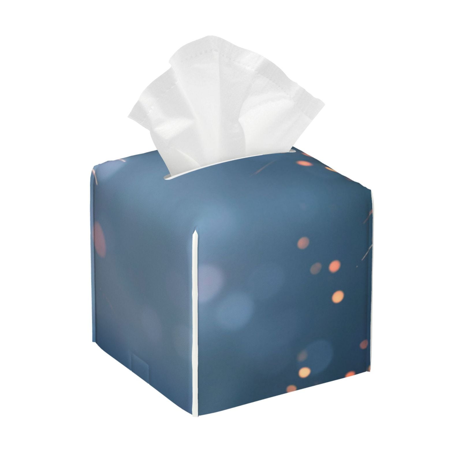 Qokaie Gold And Blue Fireworks Print Tissue Box Cover, Refined Modern ...