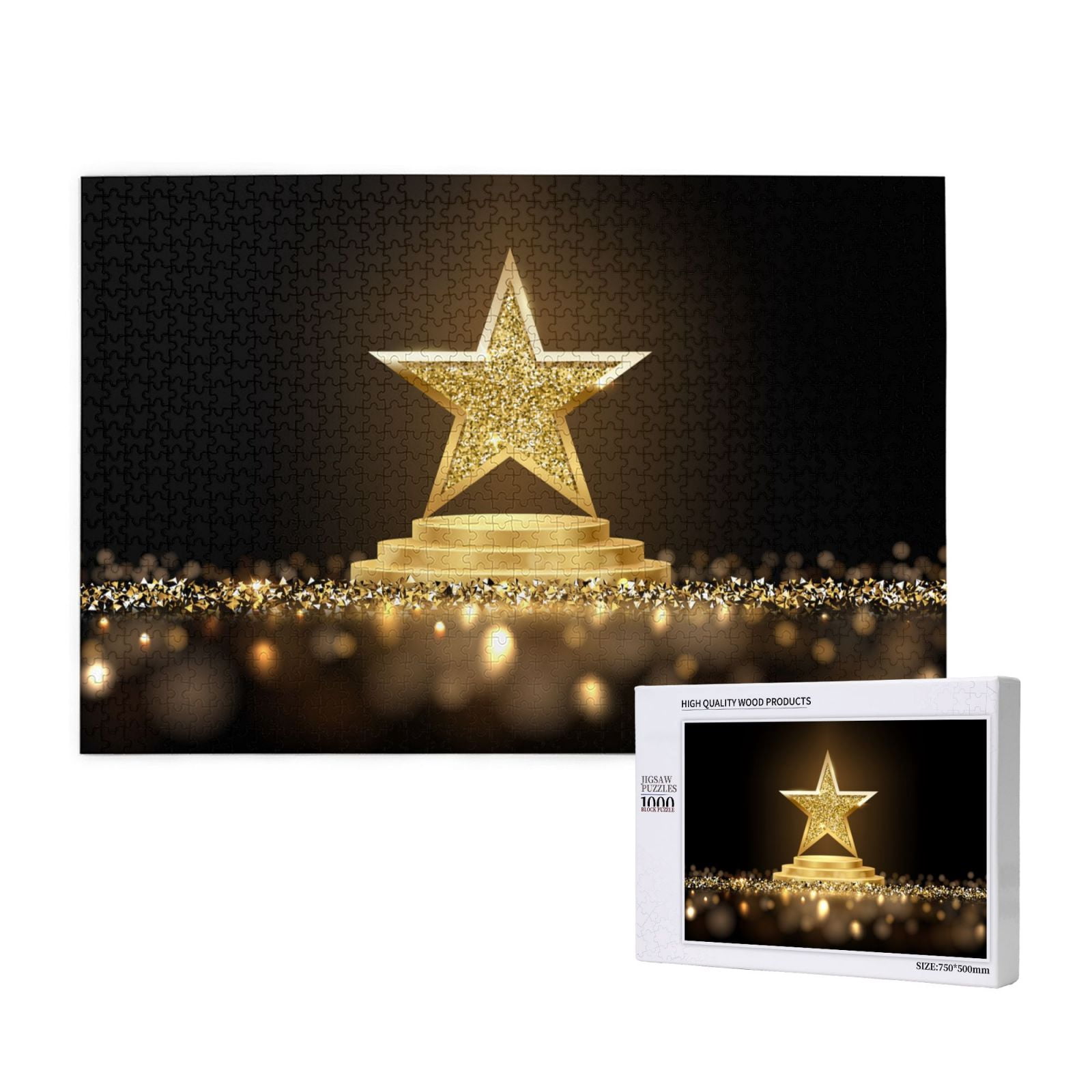 Qokaie Golden Glitter And Light Pattern Picture Puzzle,Wooden 1000 ...