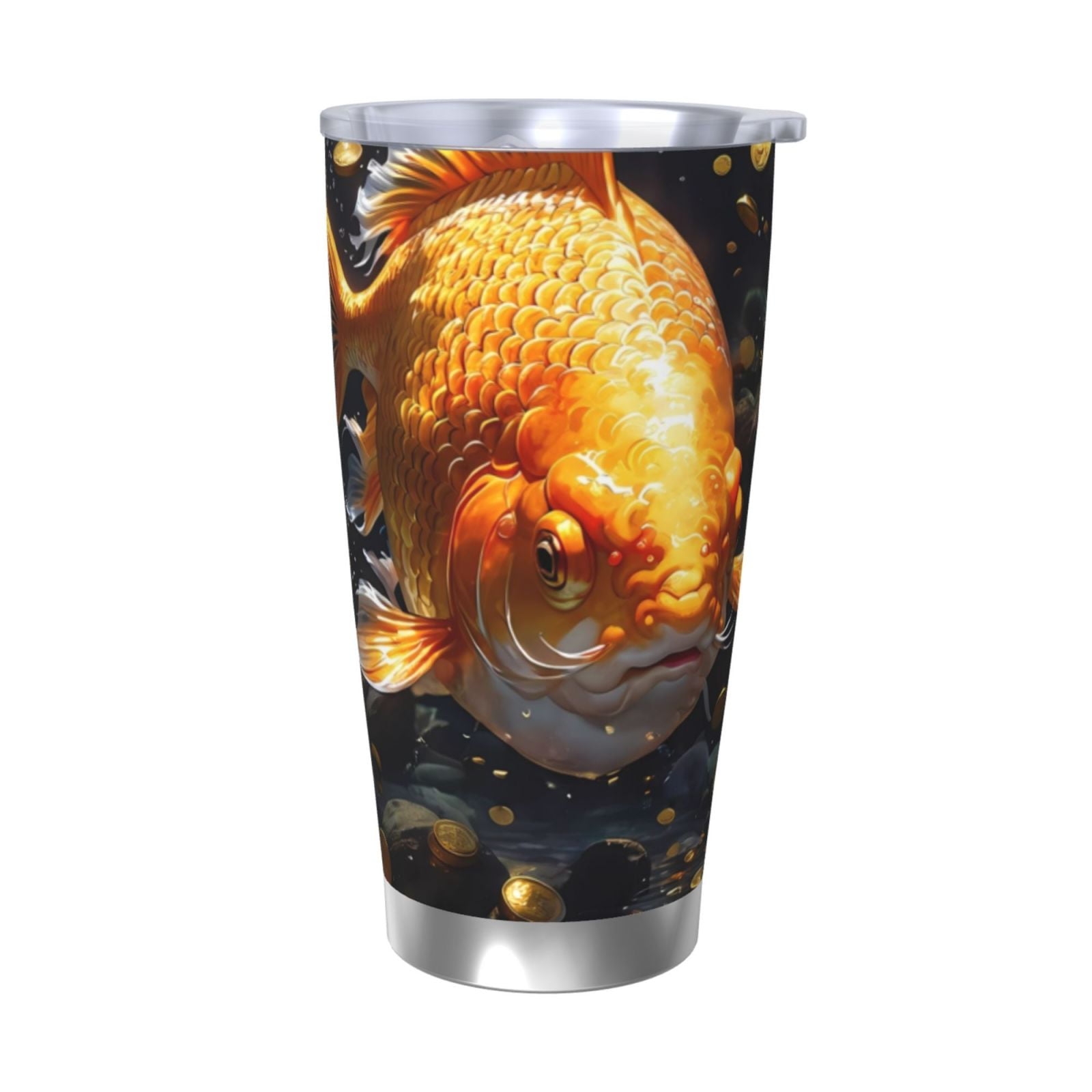 Qokaie Golden Koi And Treasure Pattern 20 Oz Coffee Car Insulated ...