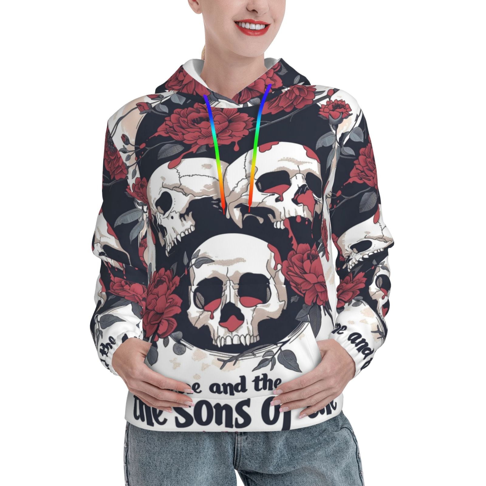 Haiem Gothic Skulls And Roses for Men's Fashion Hoodies & Sweatshirts ...