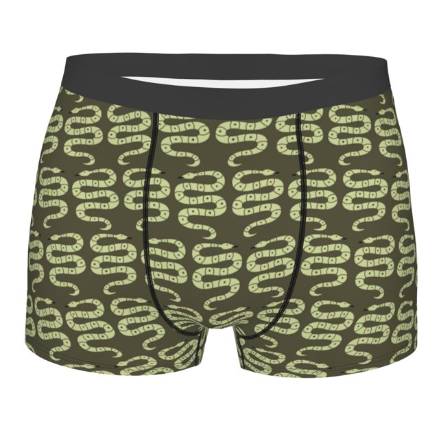 Qokaie Green Snake Print Mens Underwear Microfiber Boxer Brief for Men ...