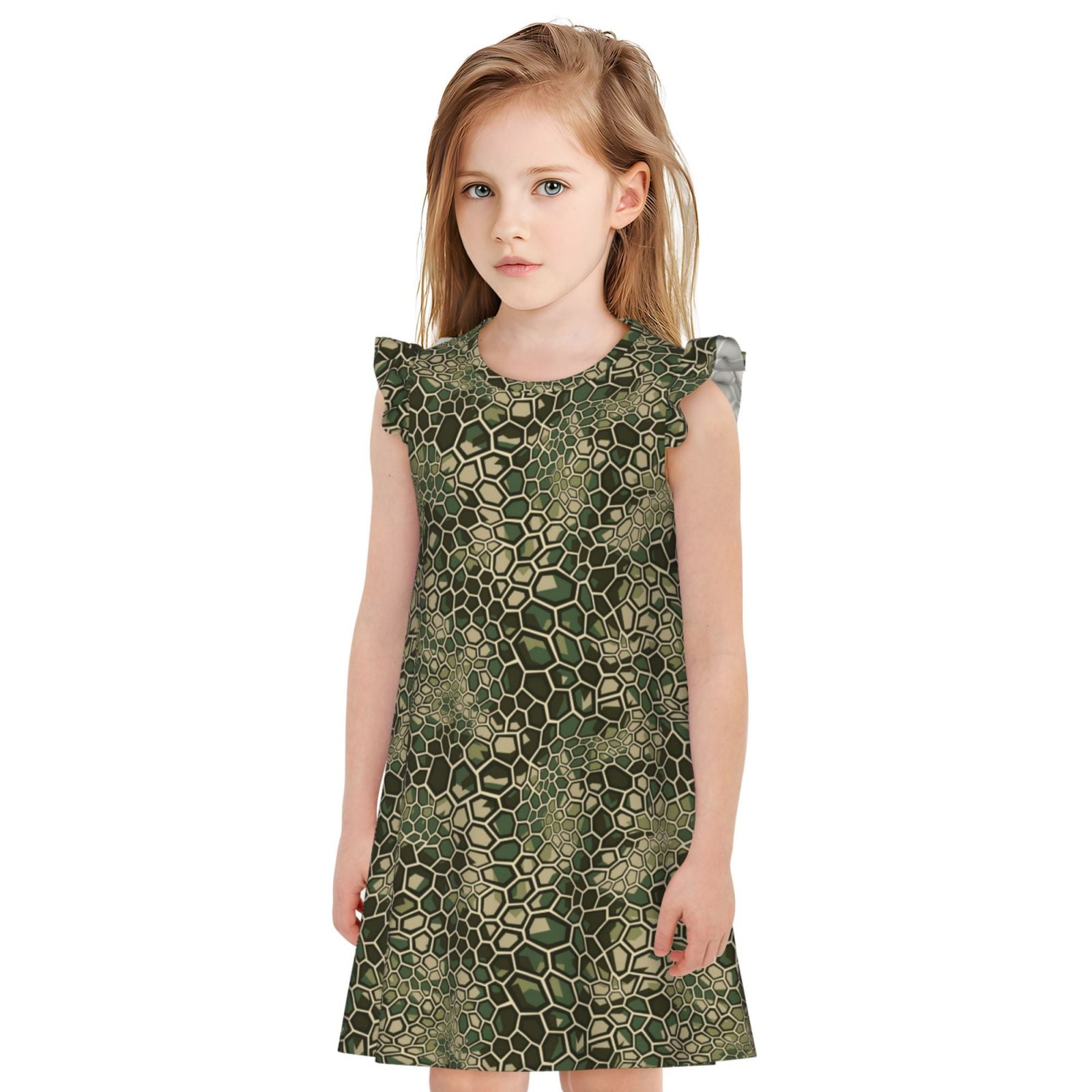 Qokaie Green Snake Skin Print Girls Nightgowns, Nightgown Princess ...