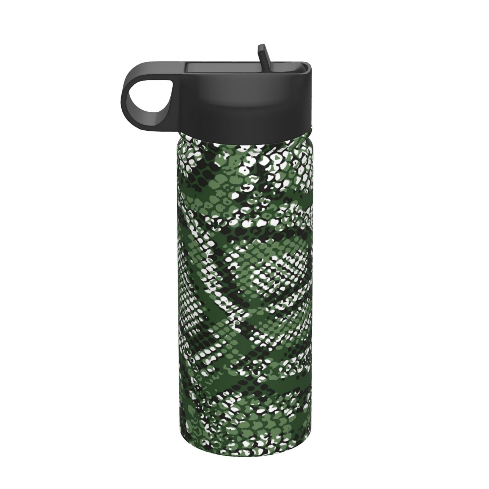 Qokaie Green Snakeskin Pattern 18oz Insulated Water Bottle, Stainless ...