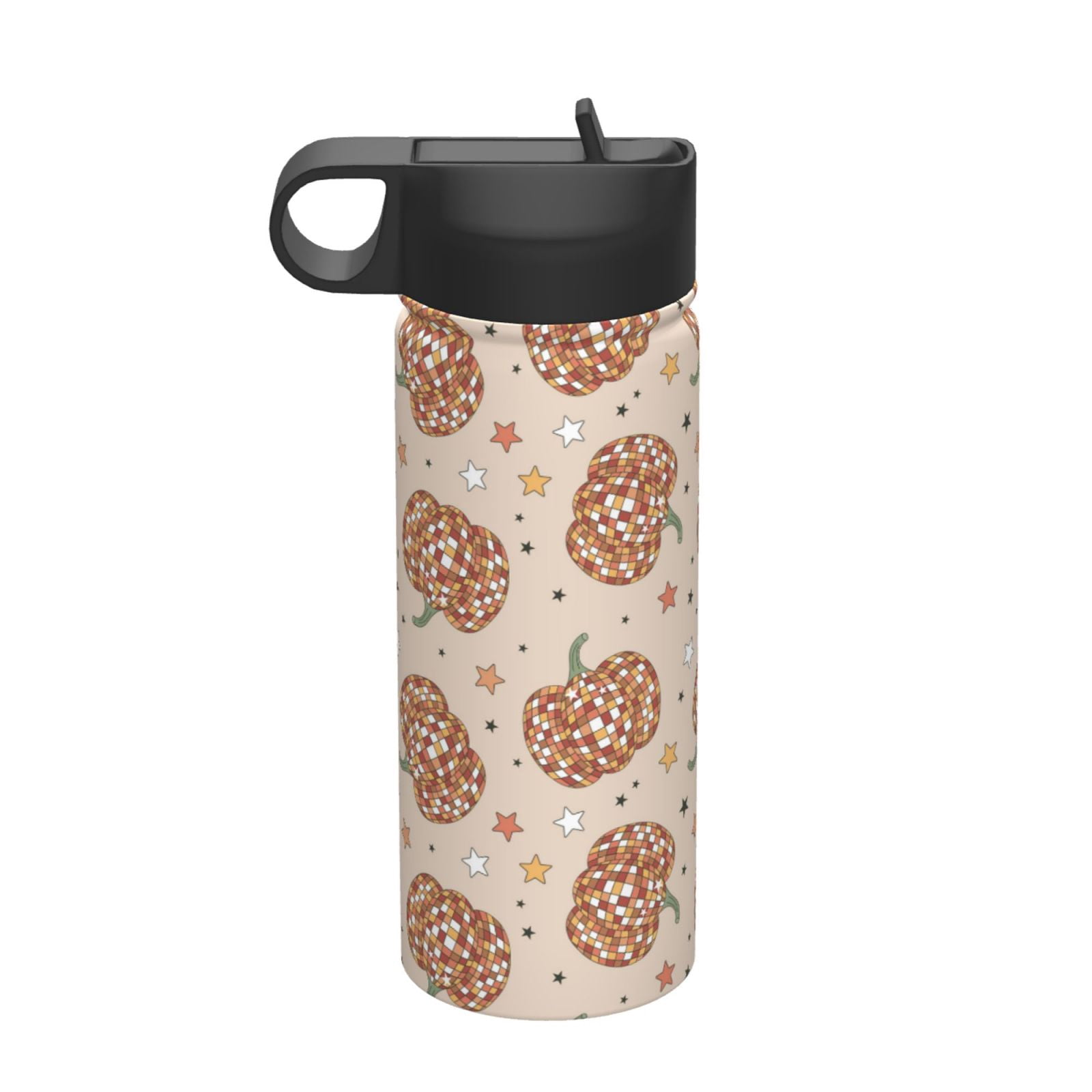 Qokaie Groovy Disco Pumpkin Pattern 18oz Insulated Water Bottle ...