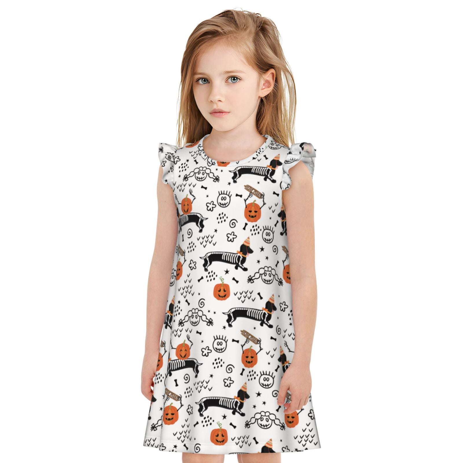 Qokaie Halloween Dachshund Print Girls Nightgowns, Nightgown Princess ...