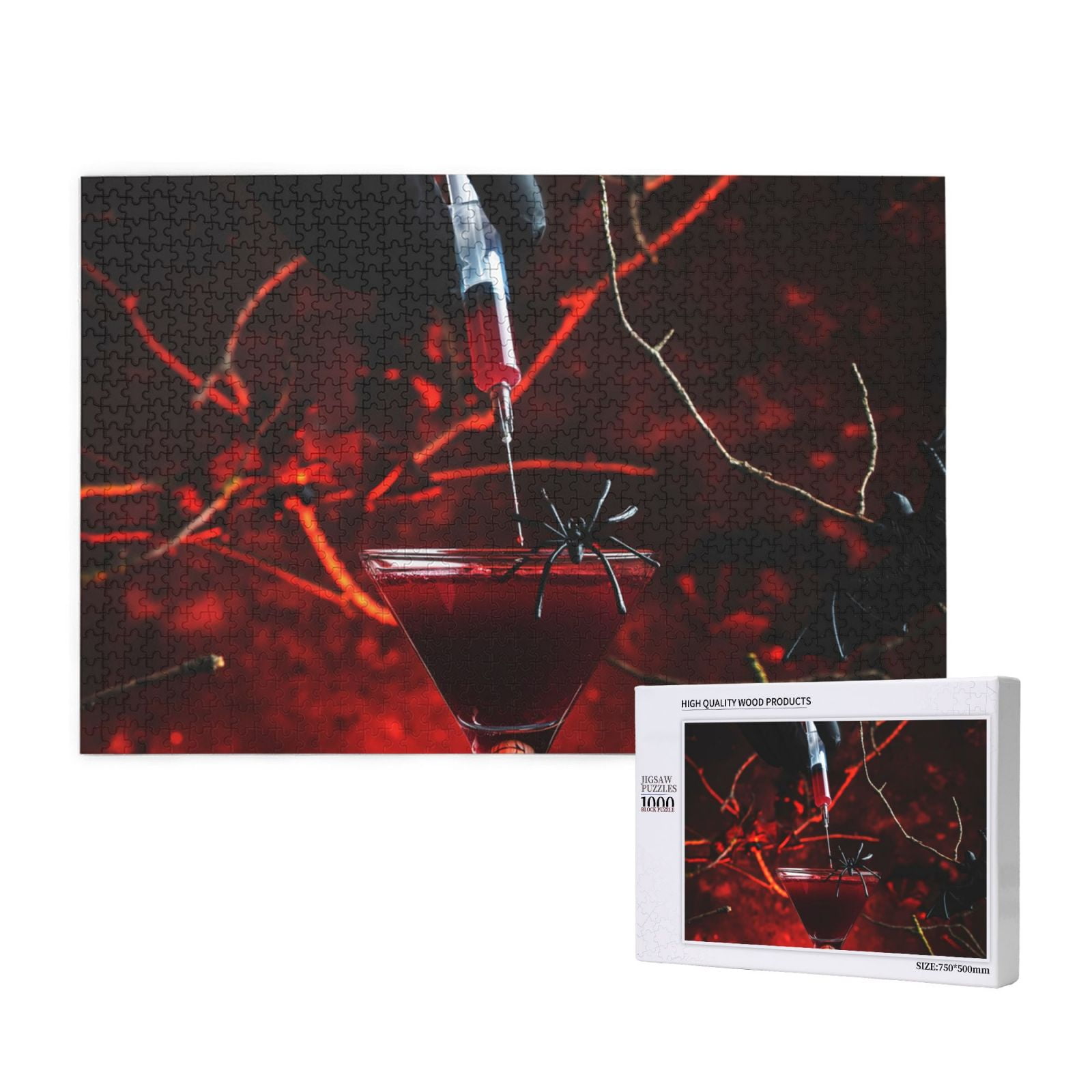 Qokaie Halloween Vampire Party Pattern Picture Puzzle,Wooden 1000 Piece ...