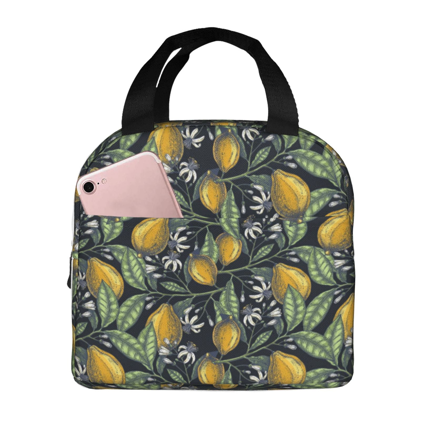 Qokaie Hand Drawn Citrus Fruits Elegant Lemons Printed Large Insulated ...