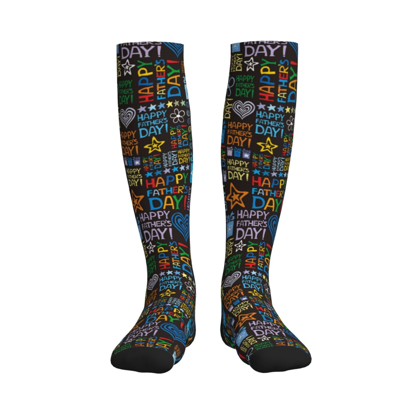 Qokaie Happy Father Day Drawing Sports Compression Socks - Comfortable ...