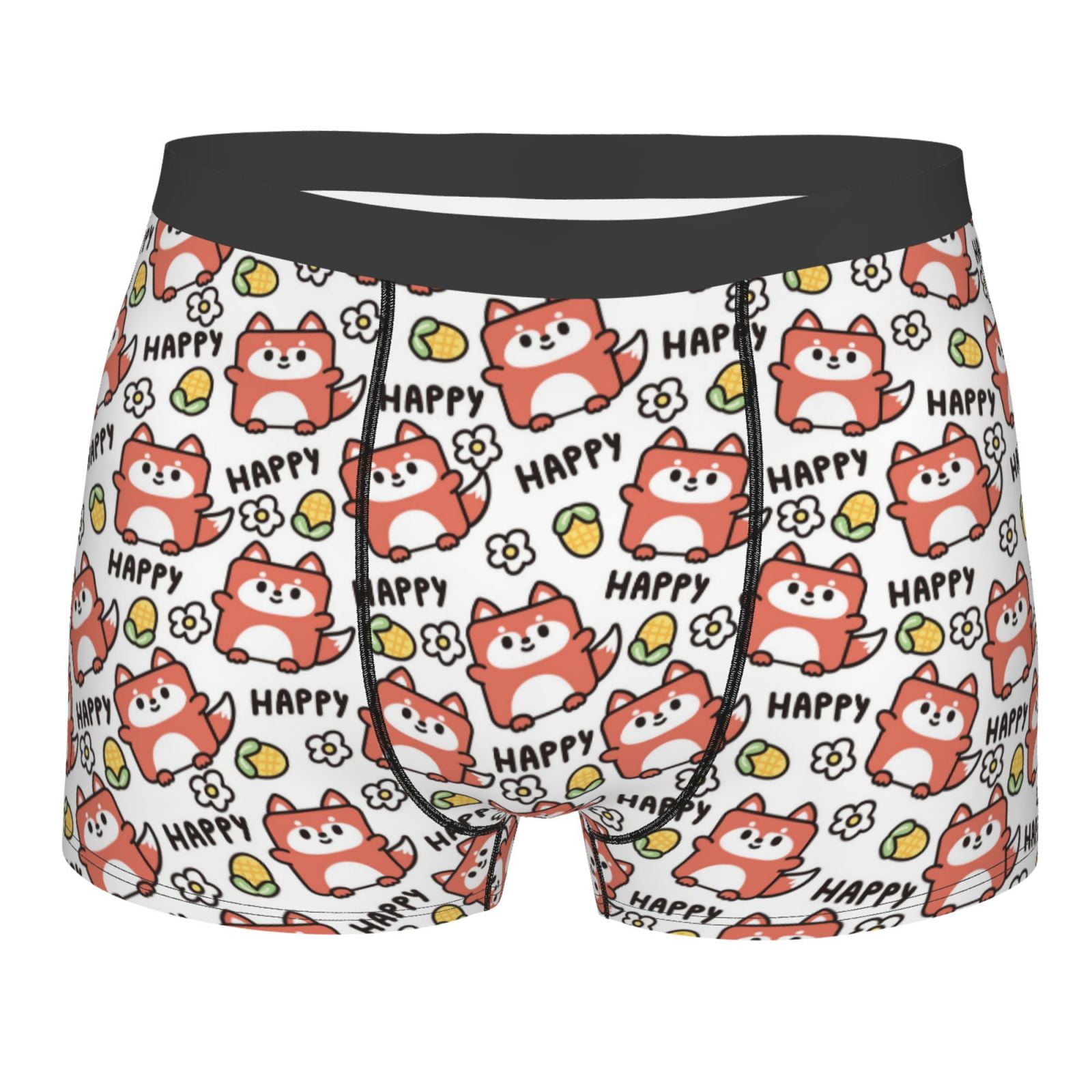 Qokaie Happy Foxy Faces Print Mens Underwear Microfiber Boxer Brief for ...