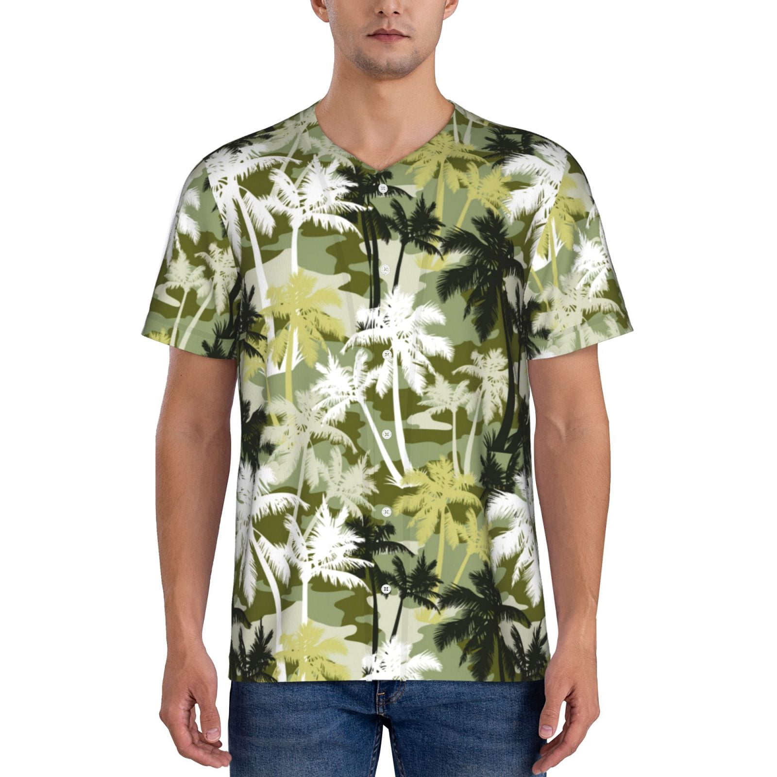 Qokaie Hawaii Palms Pattern Mens Polo Shirts Quick Dry Short Sleeve ...