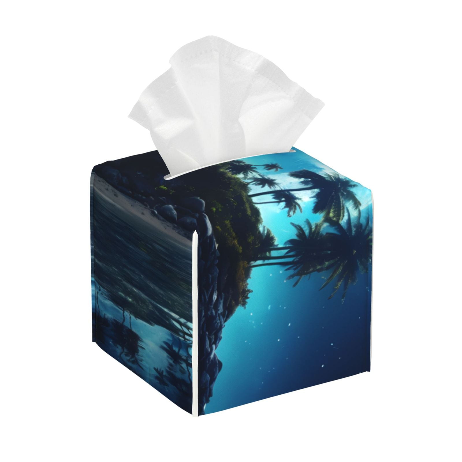 Qokaie Hawaiian Beach Pirate Moon Print Tissue Box Cover, Refined ...