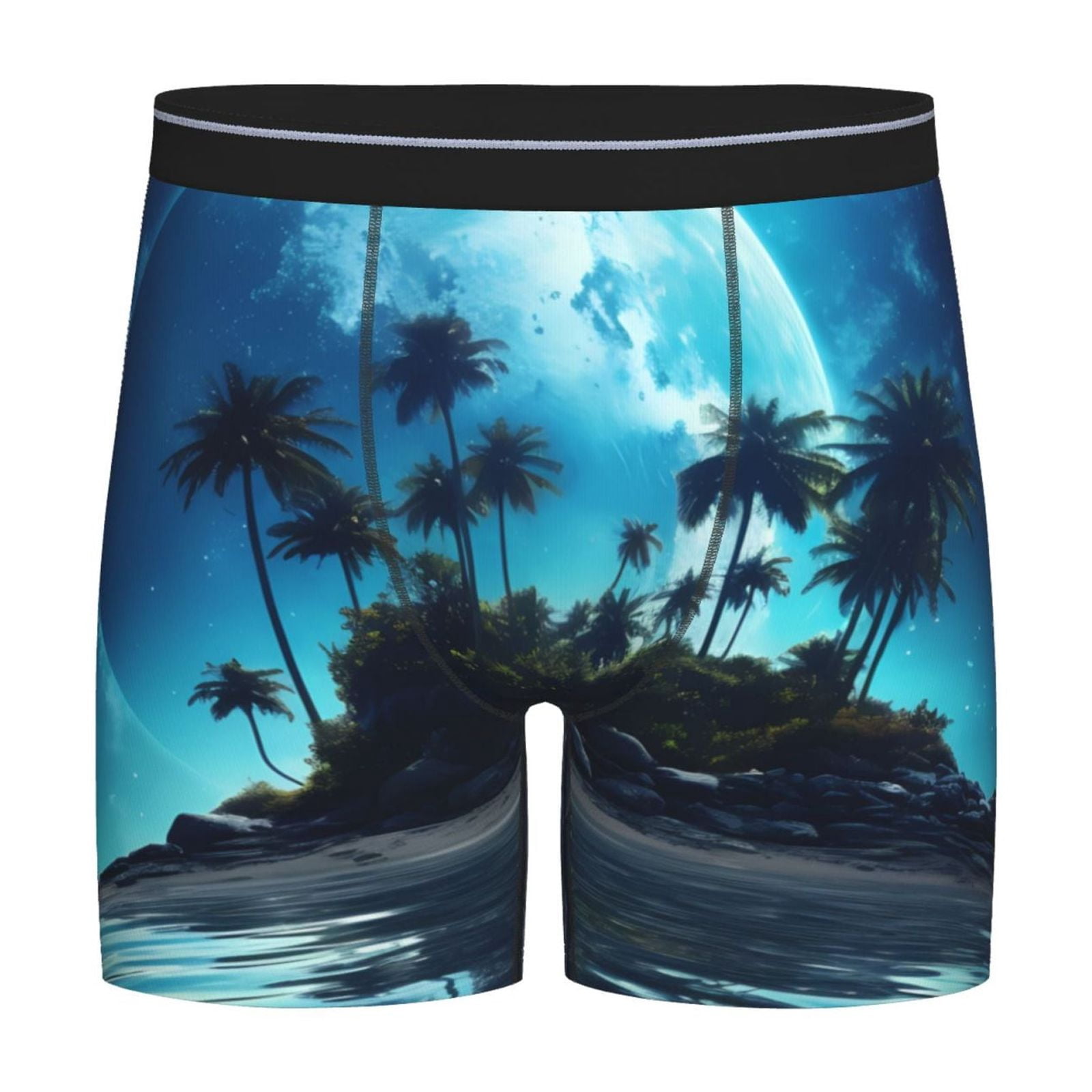 Qokaie Hawaiian Beach Pirate Moon for Men's Cotton Briefs Underwear ...