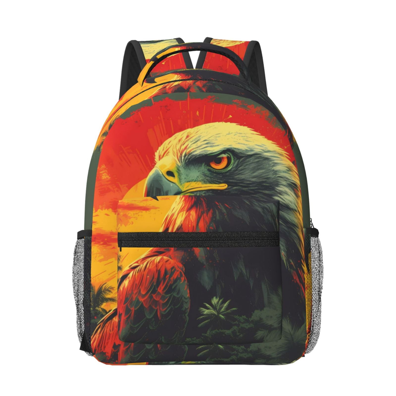 Qokaie Hawaiian Style Bald Eagle Style School Backpack Travel Bag for ...