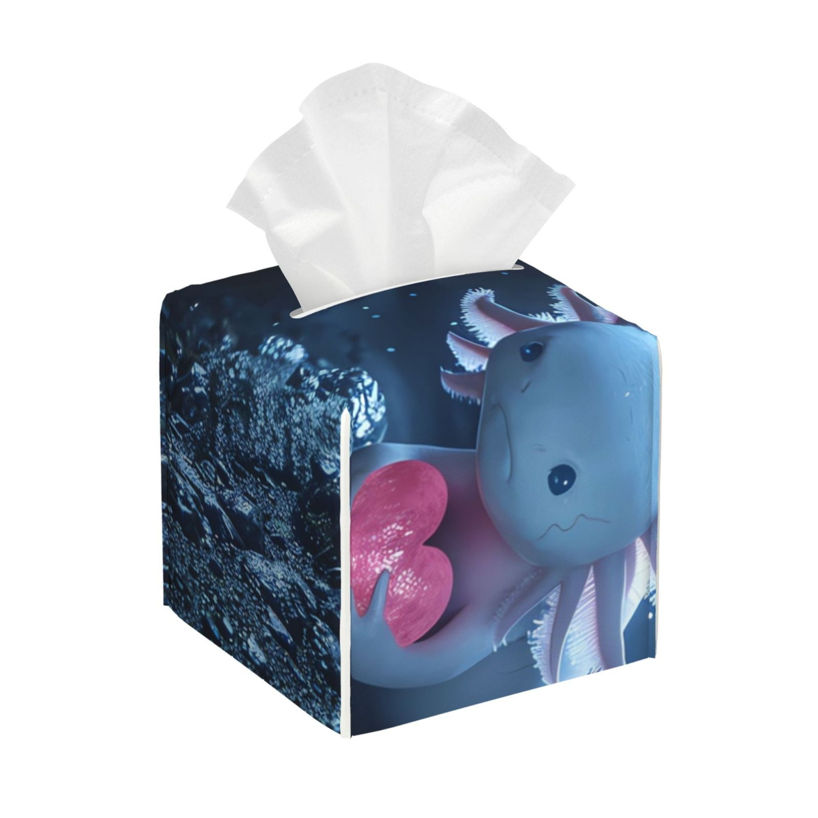 Qokaie Heart Axolotl Print Tissue Box Cover, Refined Modern Leather ...