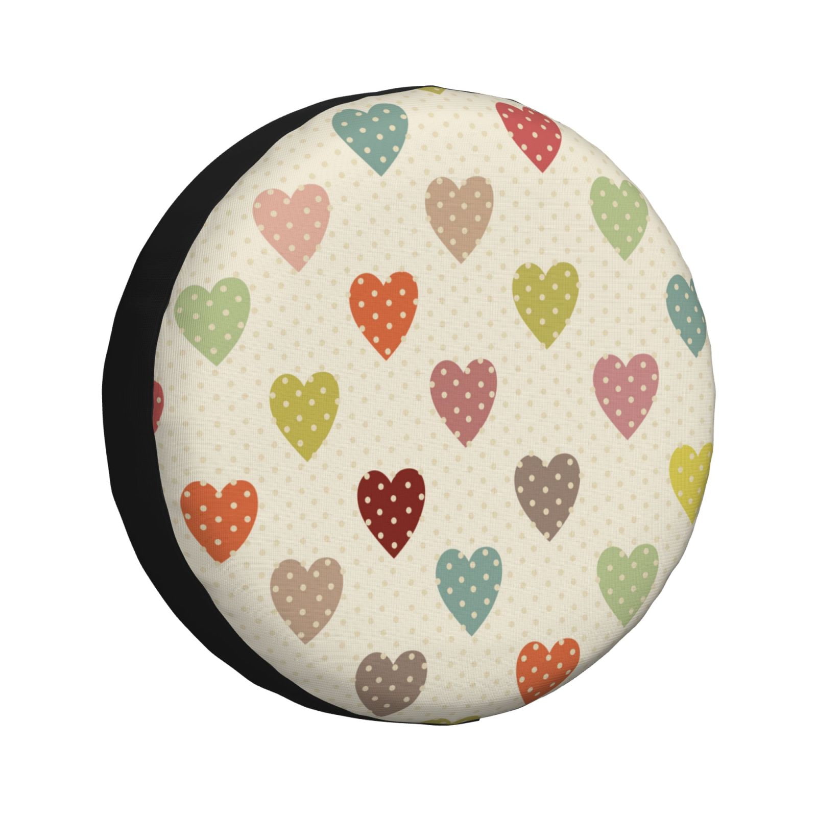 Qokaie Heart Polka Dot Pattern Tire Cover, Waterproof Leather Wheel ...